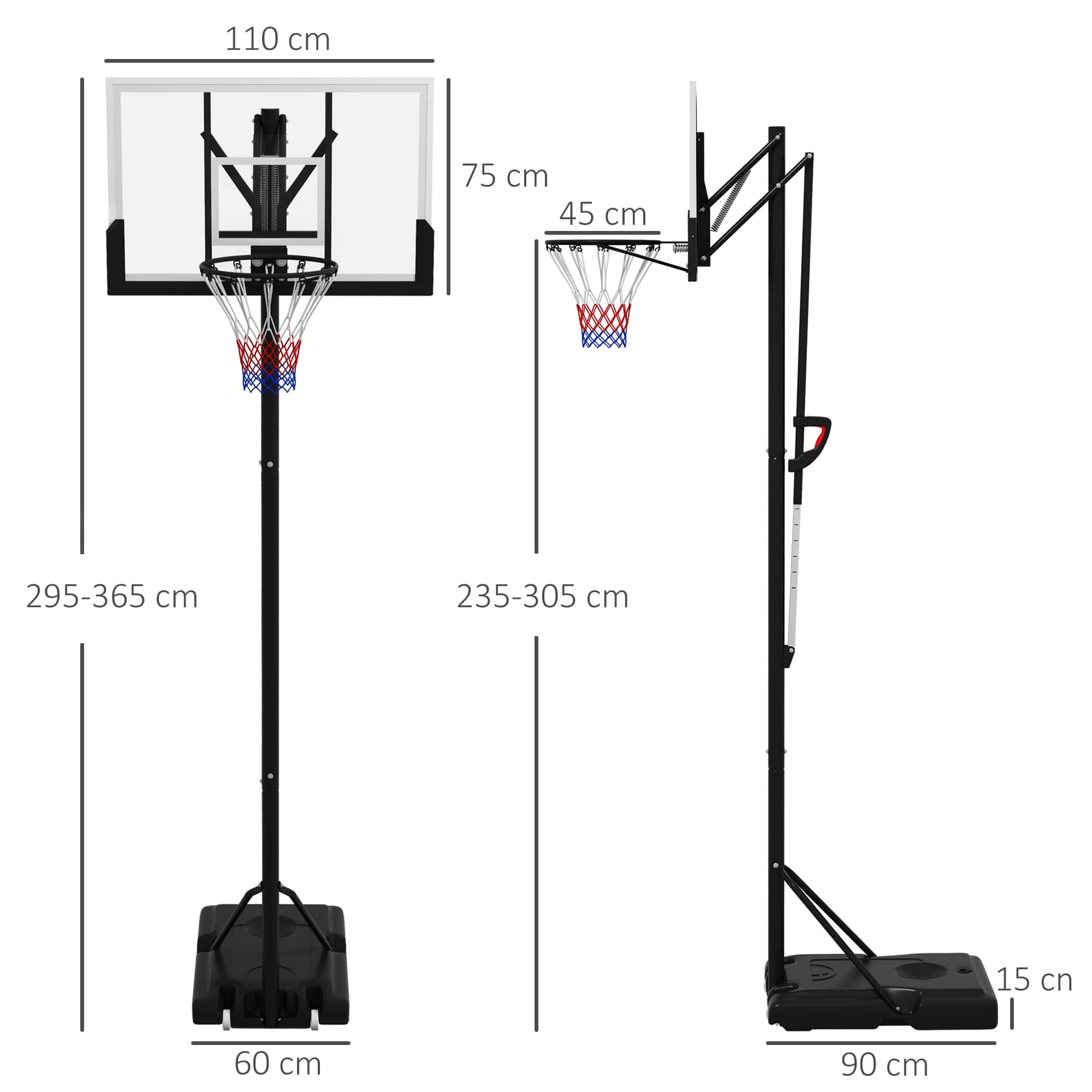 10ft Adjustable Basketball Hoop with Stand & Wheels – SPORTNOW ...