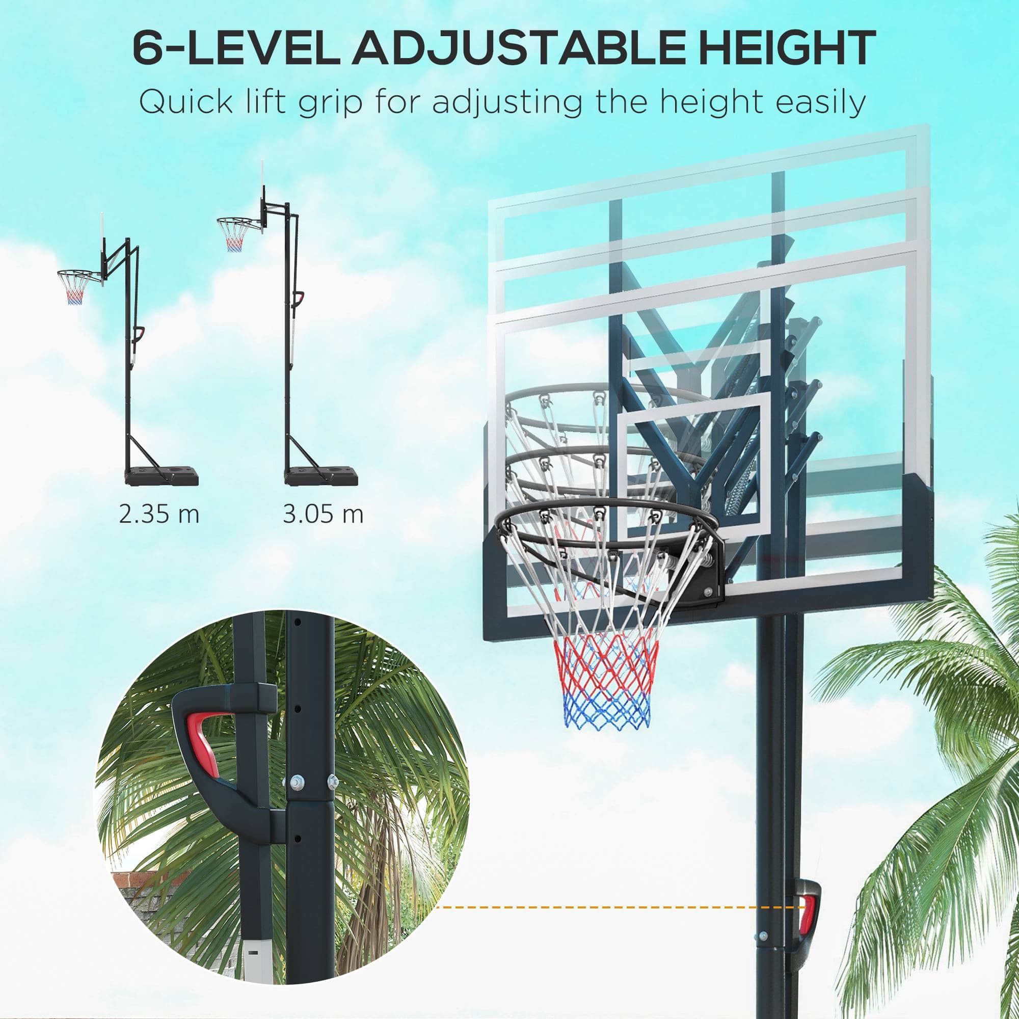 10ft Adjustable Basketball Hoop with Stand & Wheels – SPORTNOW ...